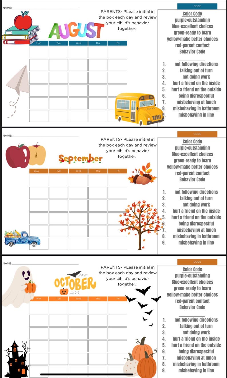 Classroom Behavior Chart | Printable PDF - Etsy