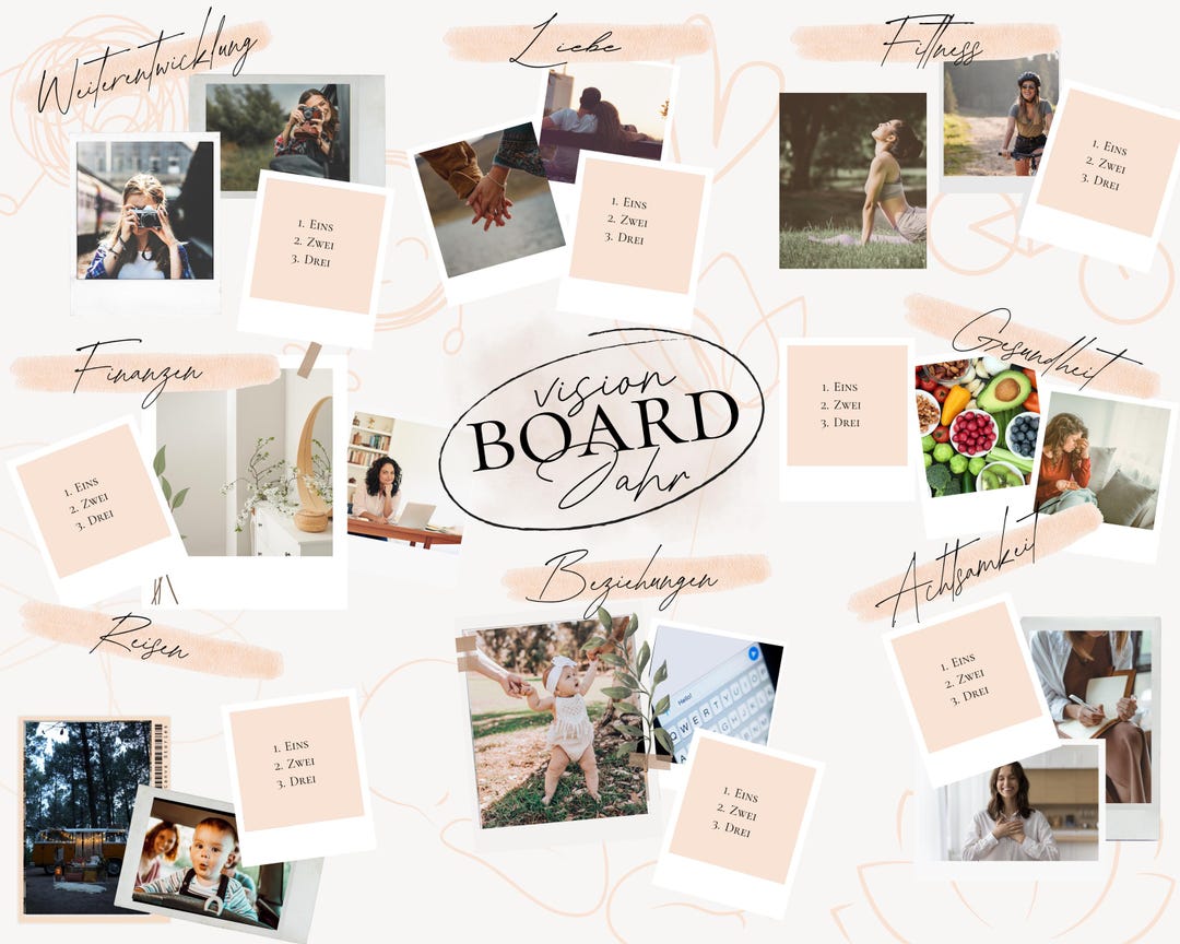 Vision Board Canva Template / Template in German / German - Beige ...