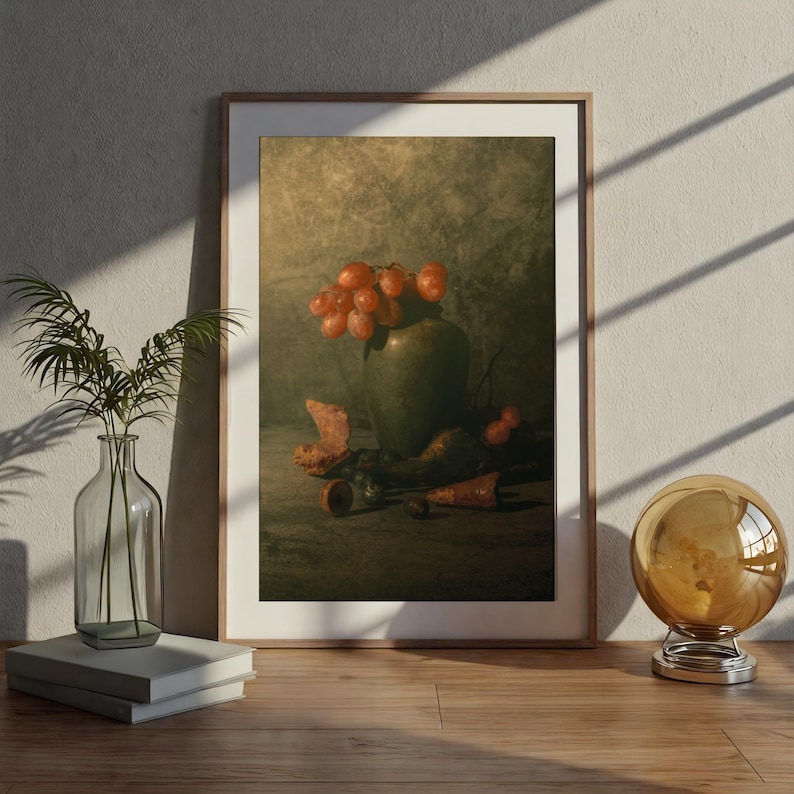 Still Life Art Print Containing Fossils and Fruit. Home Decor, Classic ...