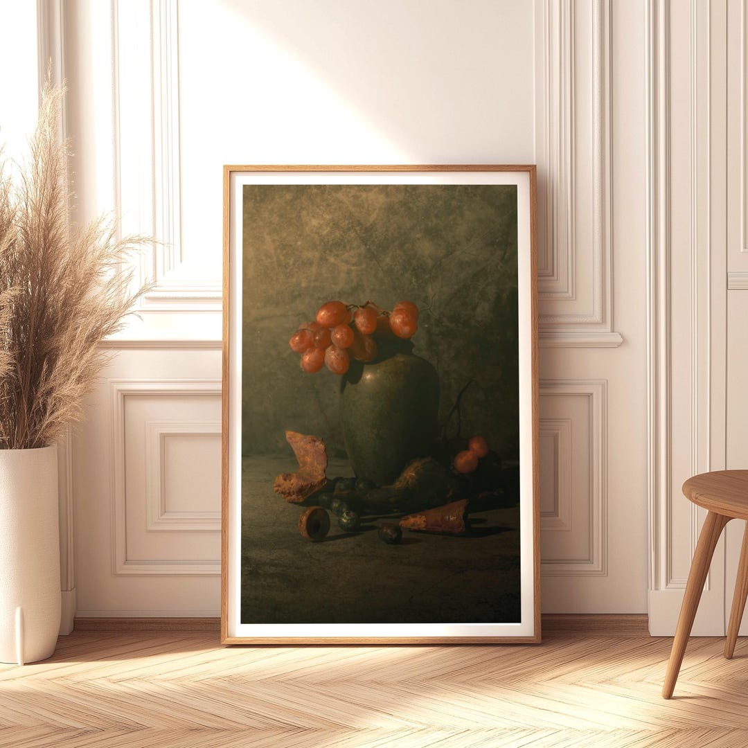 Still Life Art Print Containing Fossils and Fruit. Home Decor, Classic ...