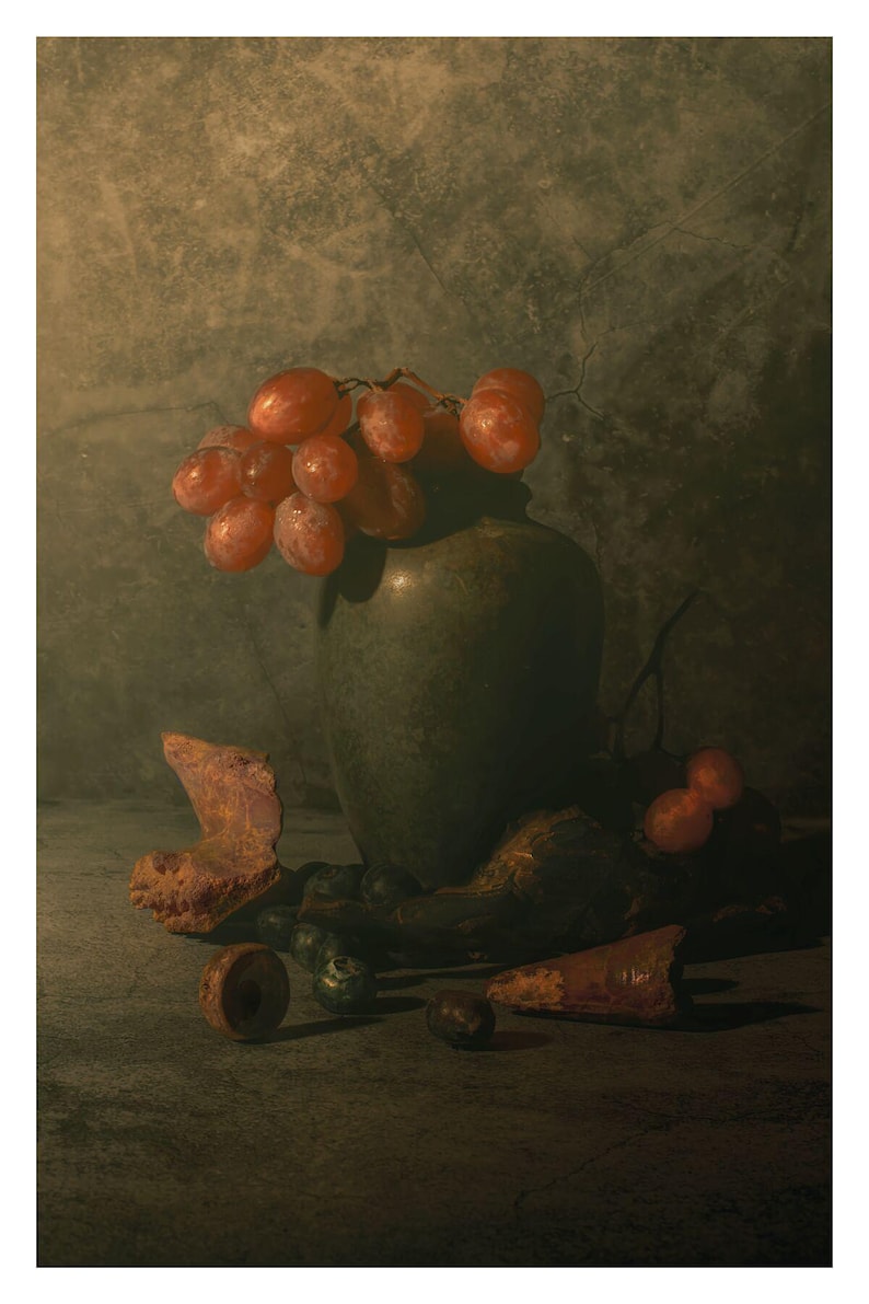 Still Life Art Print Containing Fossils and Fruit. Home Decor, Classic ...