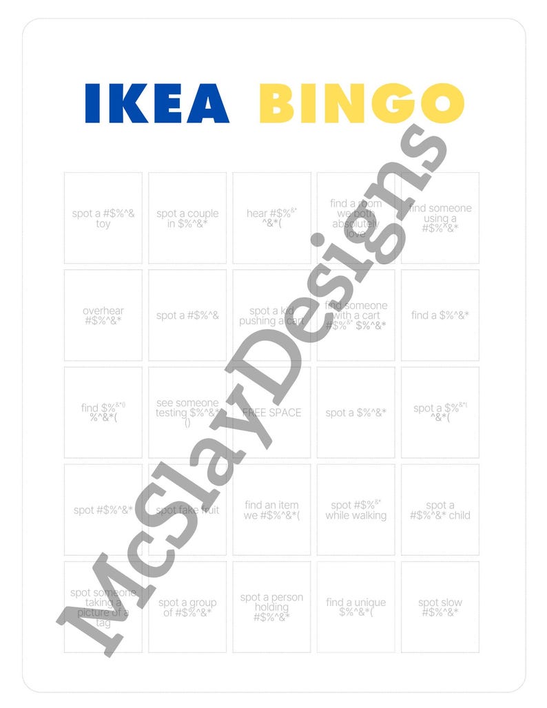 IKEA Bingo Printable | Funny Shopping Game for IKEA Fans | Instant ...