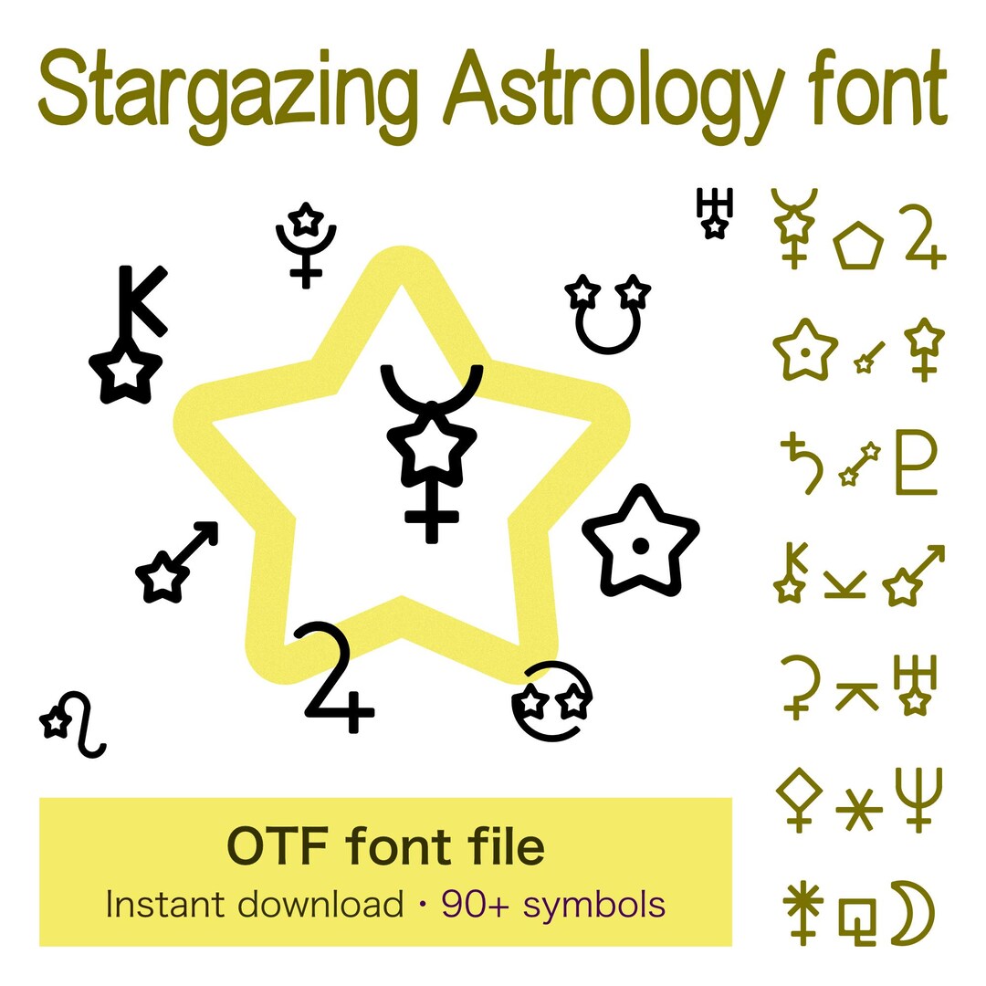 Stargazing Astrology Symbols Font for Human Design, Astronomy - Etsy