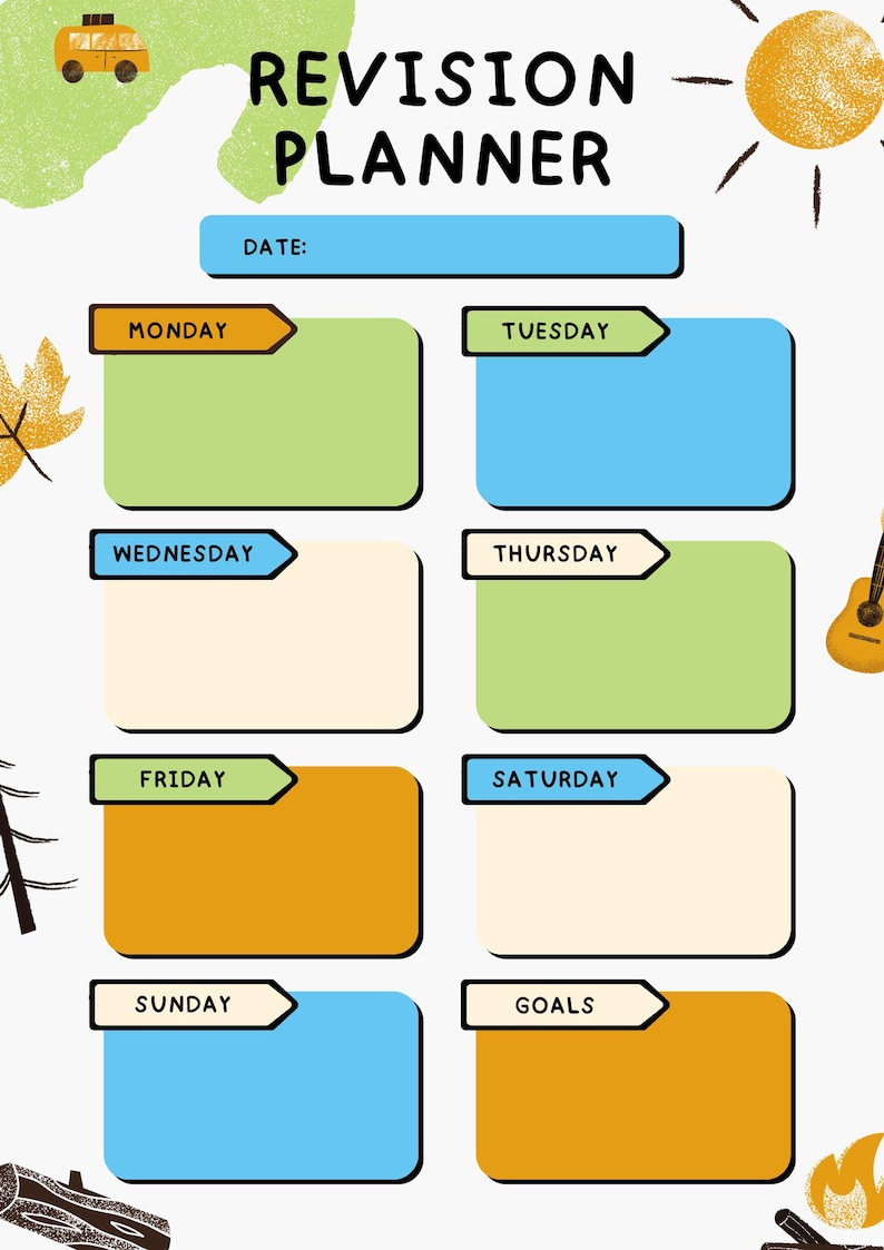 Weekly Revision Planner Printable | Study Schedule for Kids & Teens ...