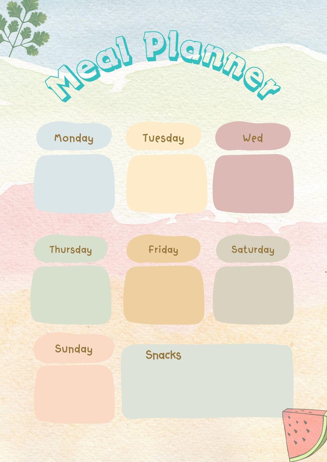 Printable Weekly Meal Planner | Cute Pastel Food Planner | Family Meal ...