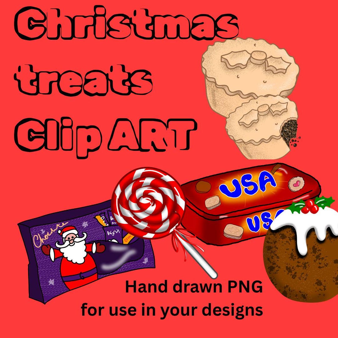 Christmas Treat Clip Art: Hand-drawn Illustrations (PNG Digital ...