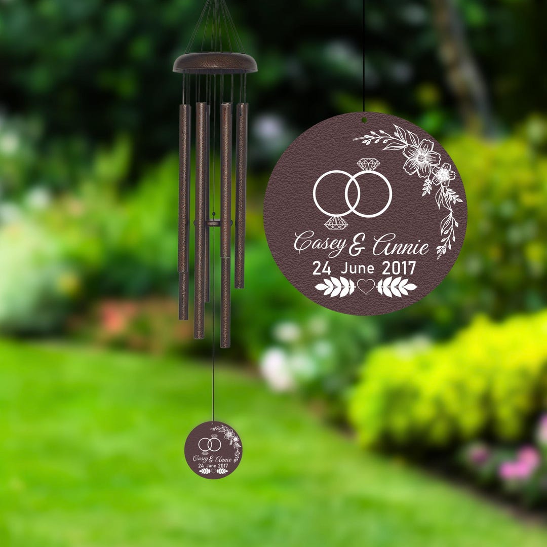 Rustic Bamboo Anniversary Wind Chime • Personalized Couple Names ...