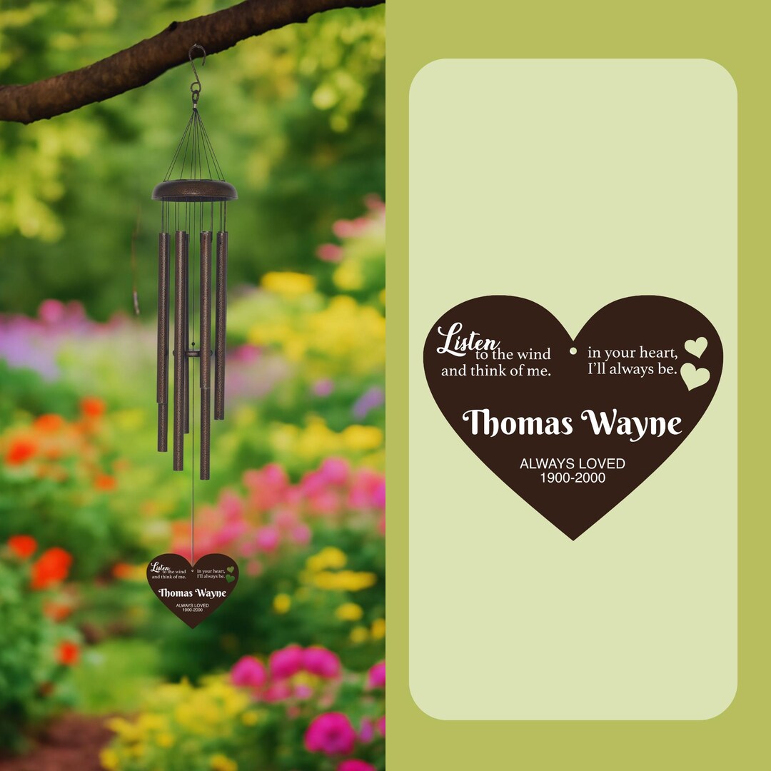 Personalized Memorial Wind Chimes Engraved Tribute Wind Chime Outdoor ...