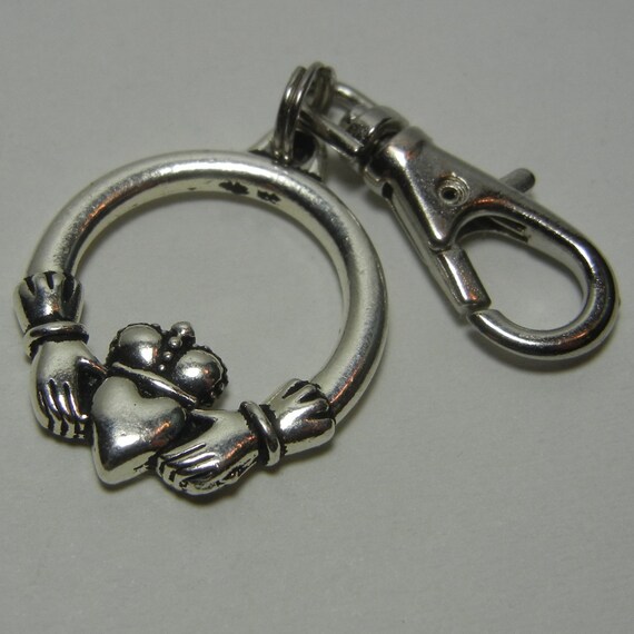 Large Claddagh Zipper Pull Backpack Clip on Silver Charm Purse | Etsy