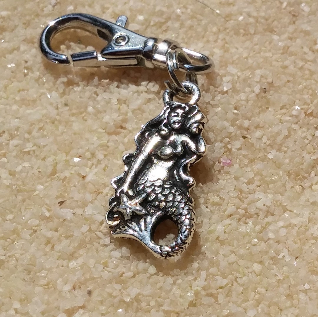 Cute Silver Mermaid Zipper Pull Backpack Swivel Clip on Charm Purse ...