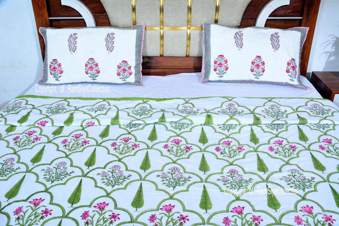 Handmade Queen Bedspread, Anokhi Quilt, Indian Bedspread Blanket Cotton ...