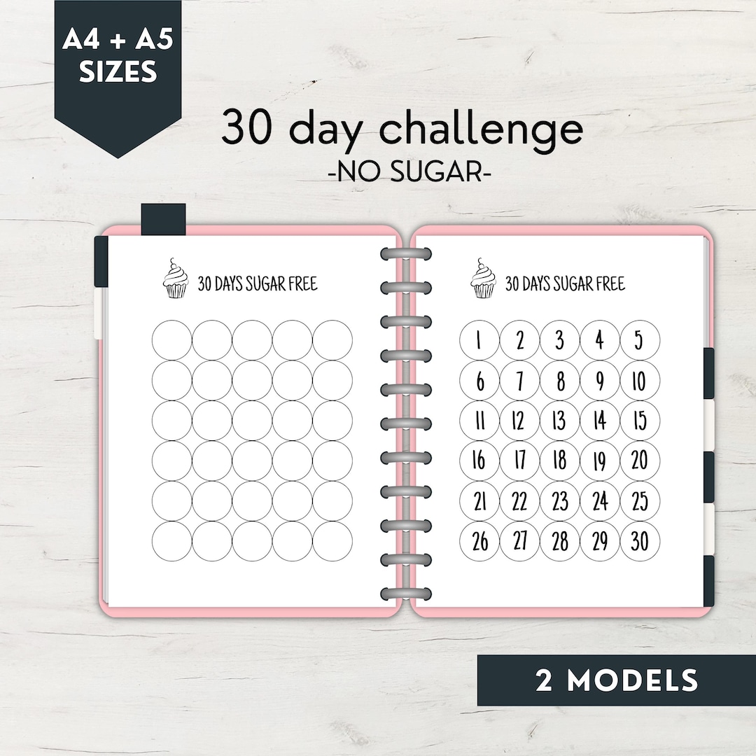 30 Day NO SUGAR Challenge Printable | Sugar Detox Tracker | Healthy ...
