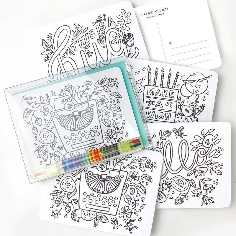 Coloring Postcards - Etsy