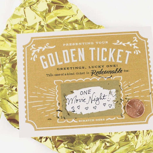 Scratch-off Golden Ticket Greeting Card // Write Your Own - Etsy