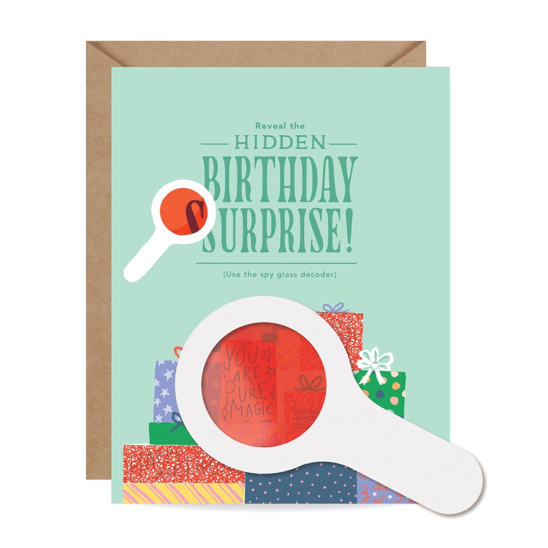 Secret Decoder Card // Birthday Card, Spy Birthday Party, Hidden ...