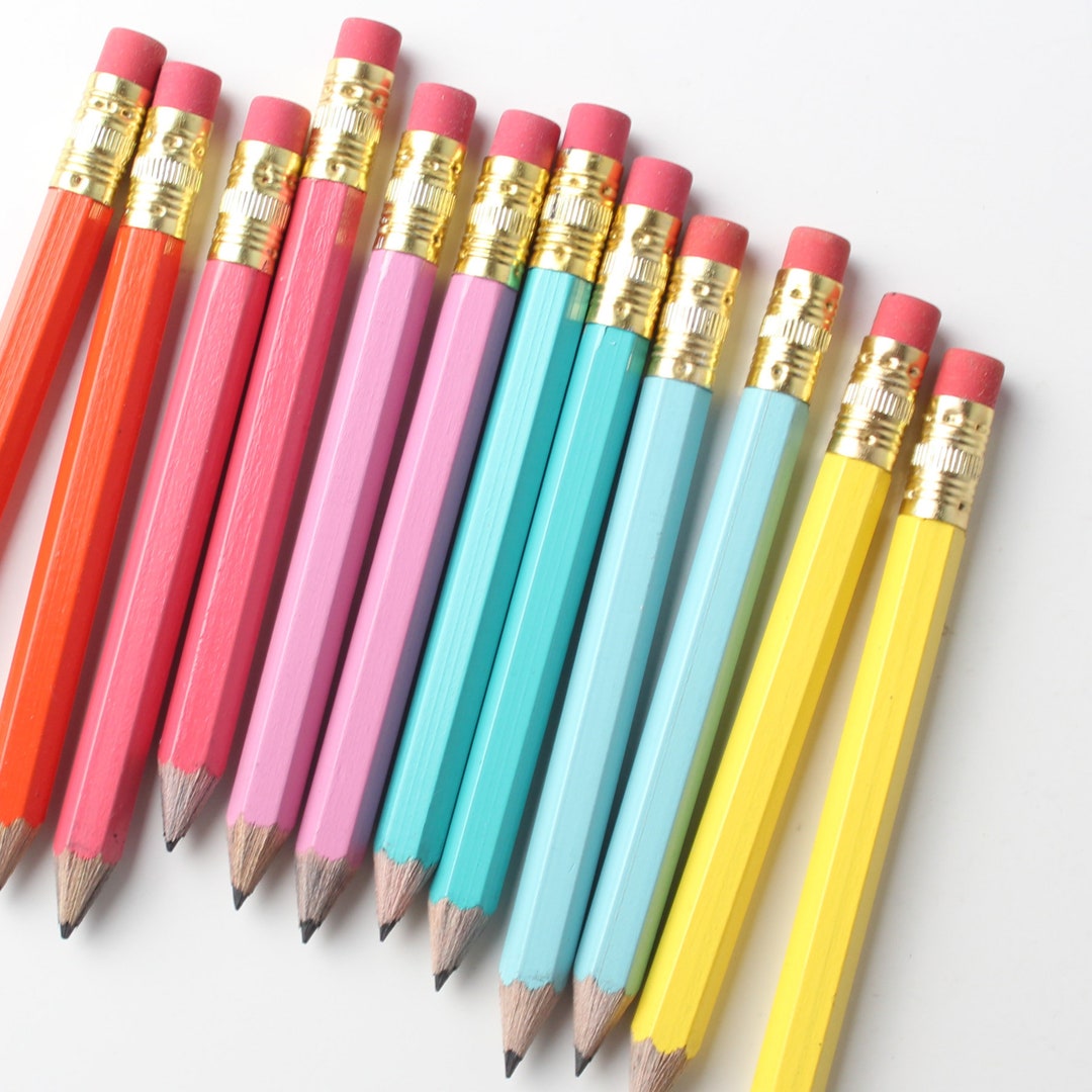 12 Rainbow Mini Pencils - Etsy
