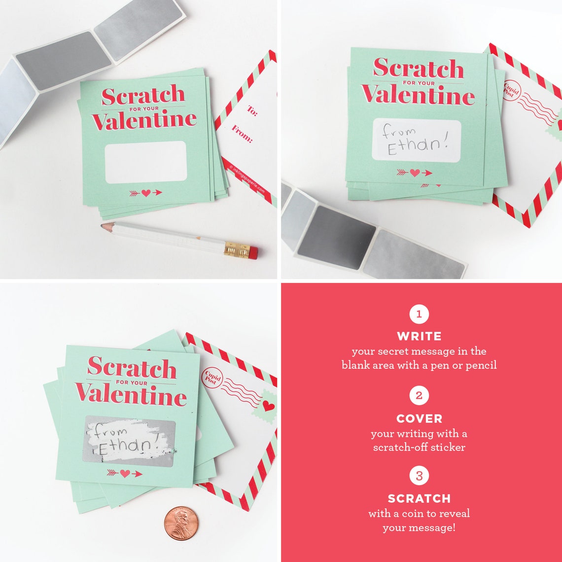 Scratch-off Valentines // Kids DIY Valentines Unique - Etsy