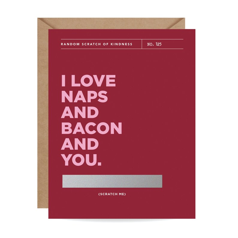 Scratch-off Valentine's Day Card // Naps and Bacon - Etsy