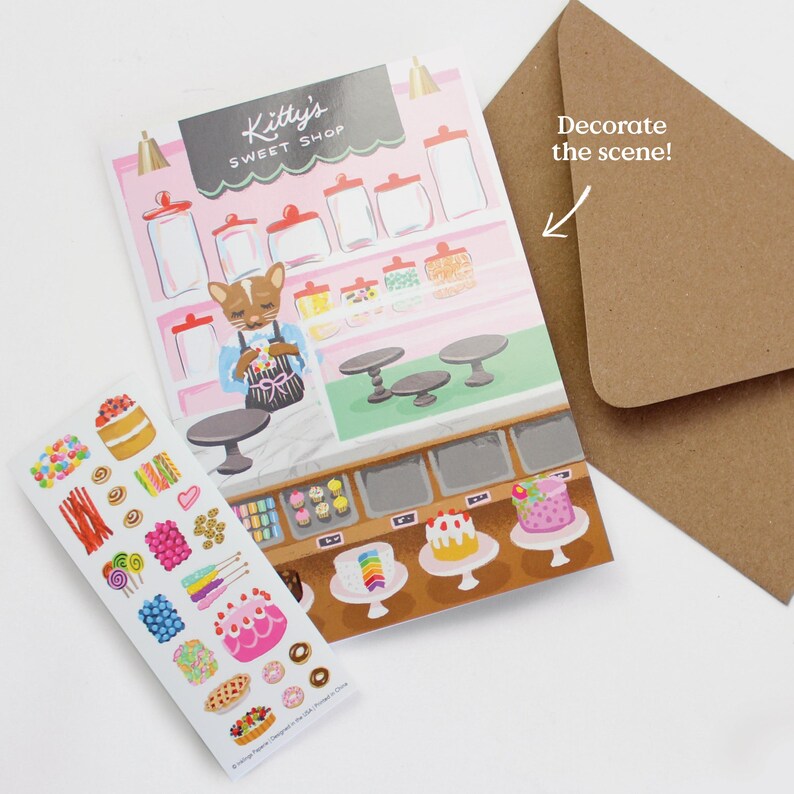 Sticker Scene Card - Sweet Shop - Etsy