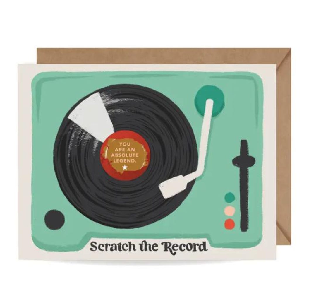 Record Player Scratch-off Card // Friendship Birthday Card - Etsy