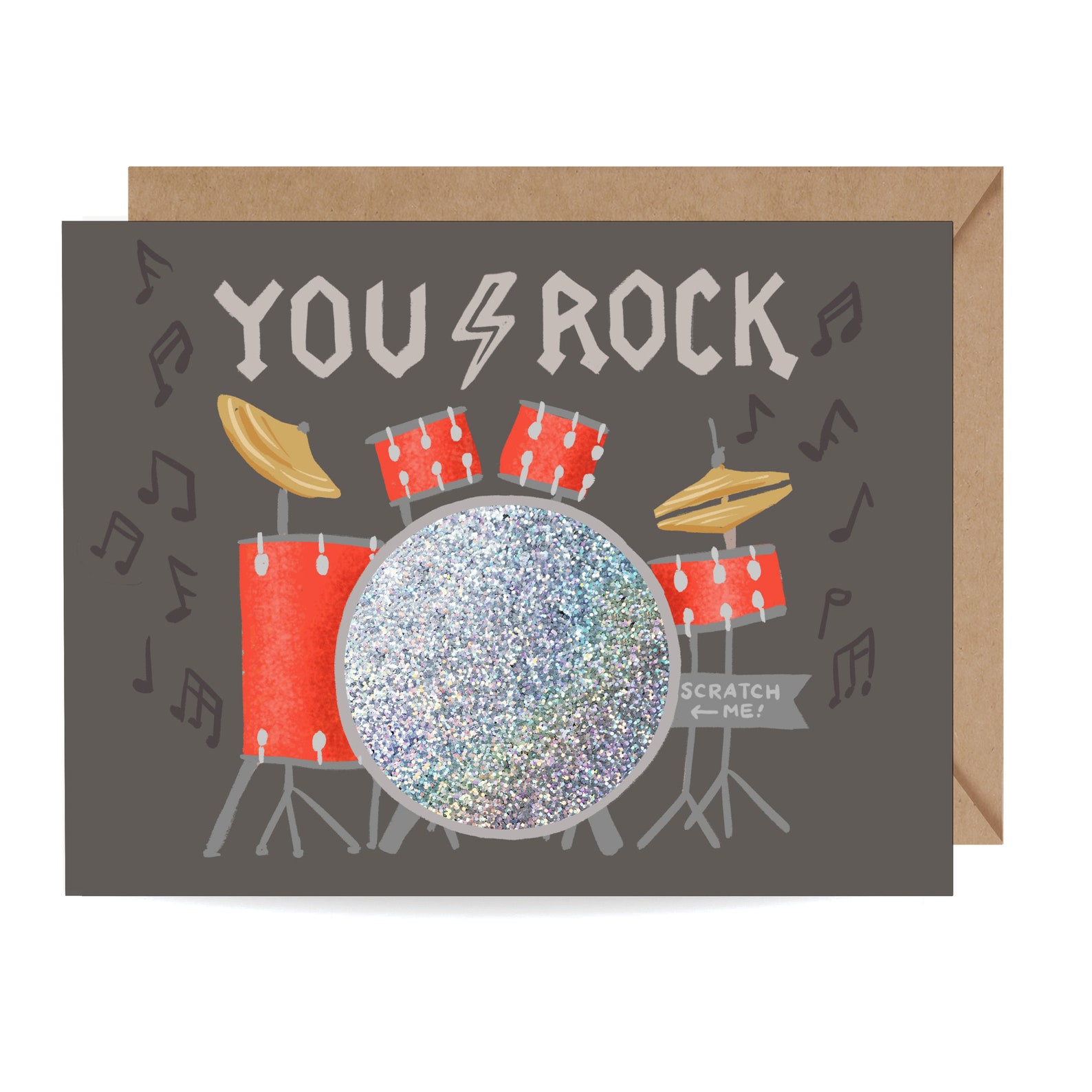 Scratch-off Birthday Card // Happy Birthday, You Rock, Drum Kit, Boy ...