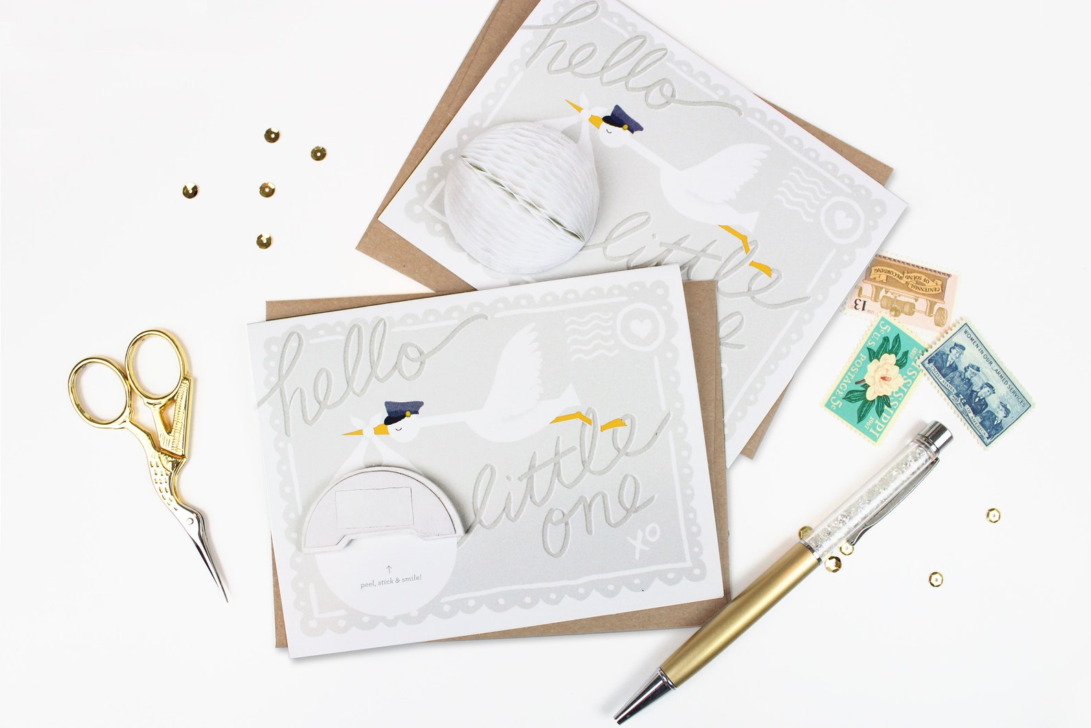 Pop-up Stork Card // Baby Shower Card New Baby Card Gender - Etsy