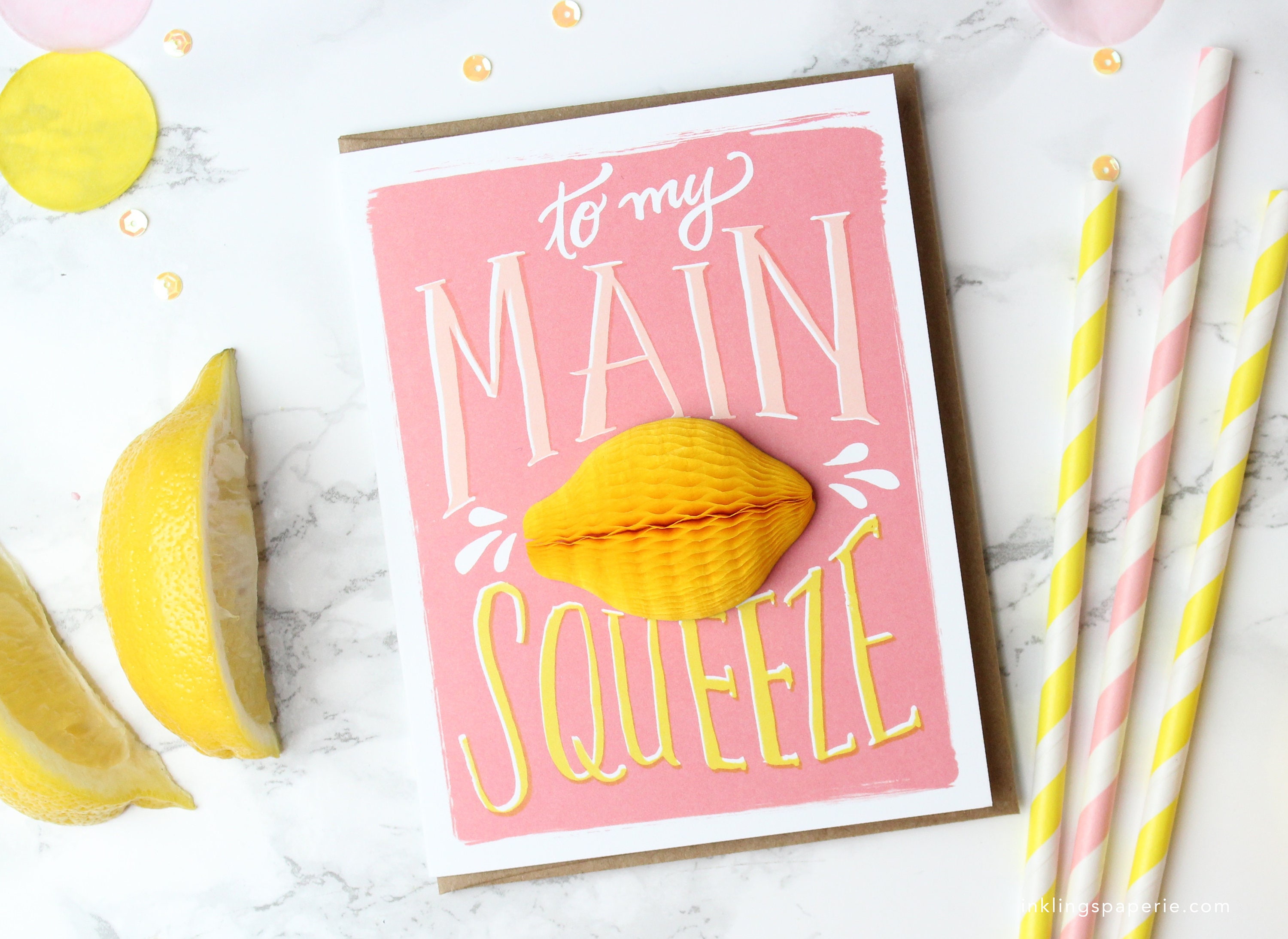 Pop-up Greeting Card // Lemon 'to My Main Squeeze' // | Etsy