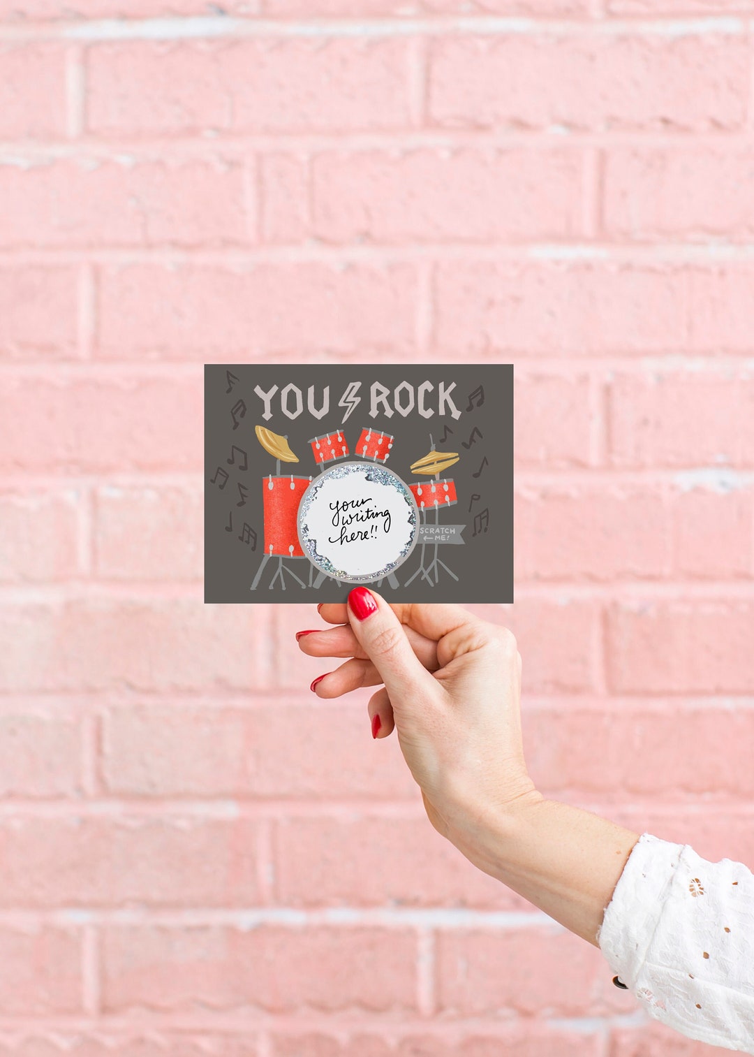 Scratch-off Birthday Card // Happy Birthday, You Rock, Drum Kit, Boy ...