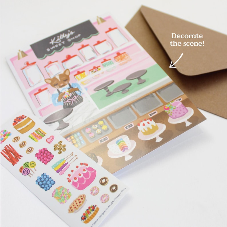 Sticker Scene Card - Sweet Shop - Etsy