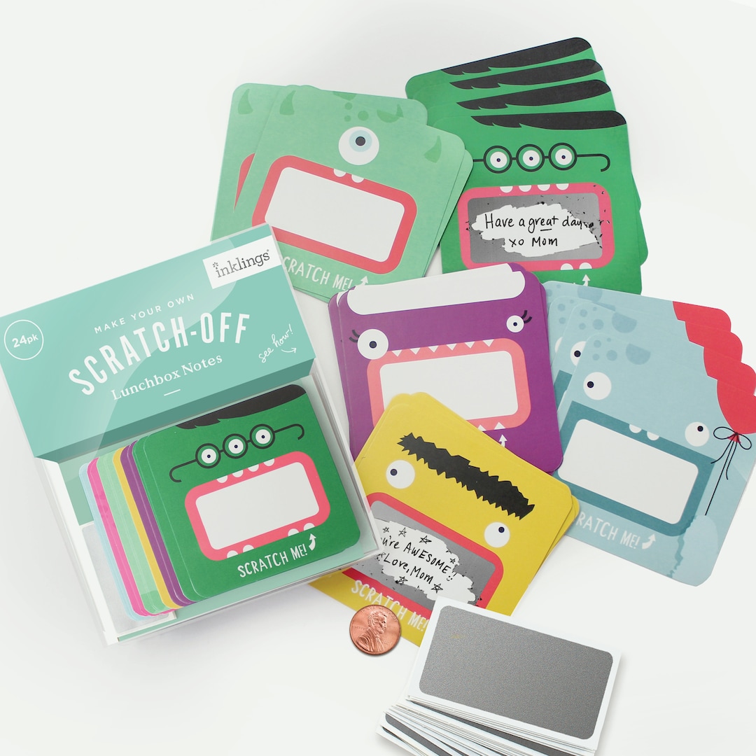 24 Scratch-off Monster Lunchbox Notes // Back to School, Lunch Box Note ...