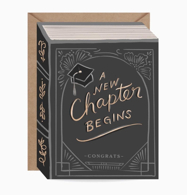 A New Chapter Begins - Graduation Card - Blank Card - Etsy