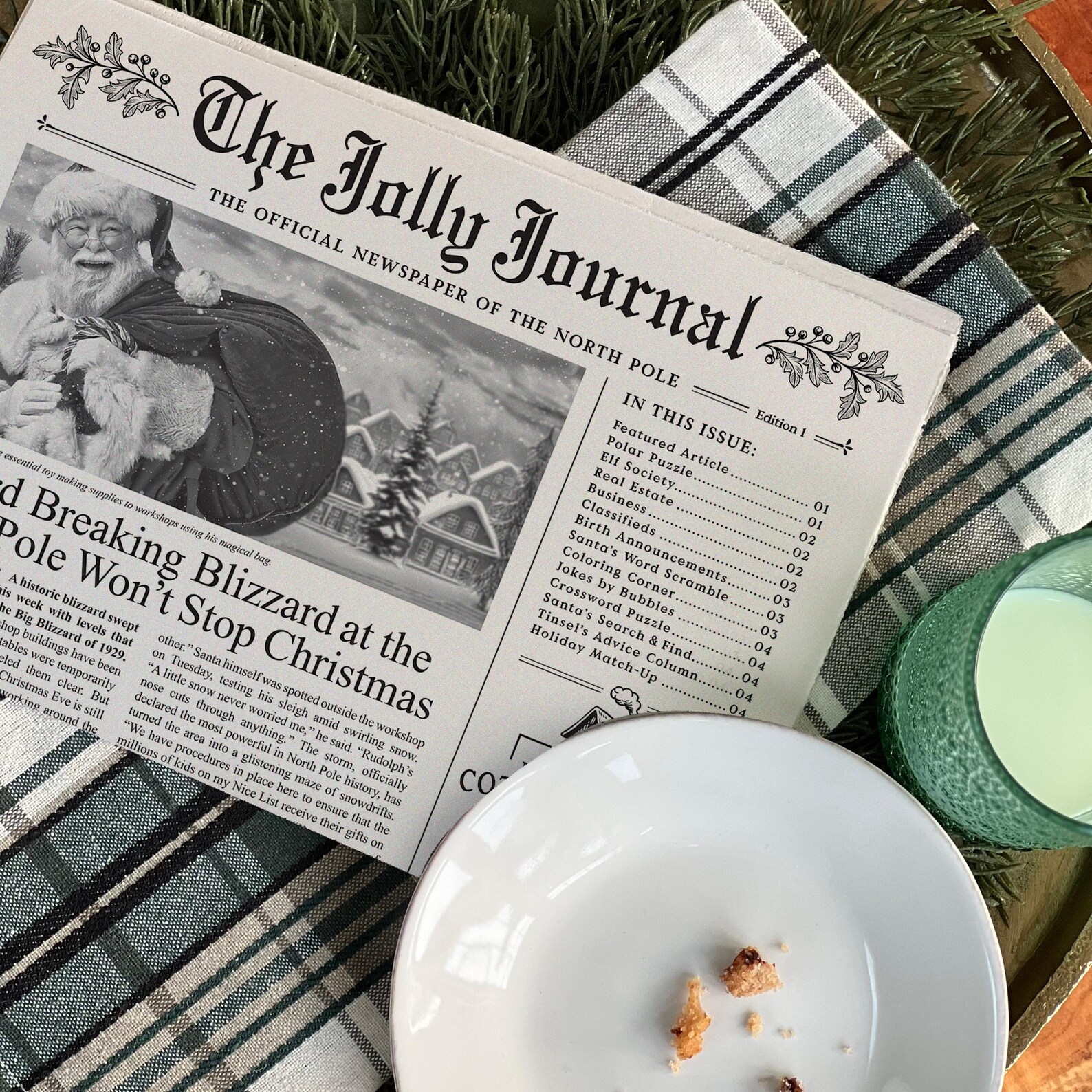 4pk Christmas Newspaper Gift Wrap – Jolly Journal Real Newsprint Sheets ...