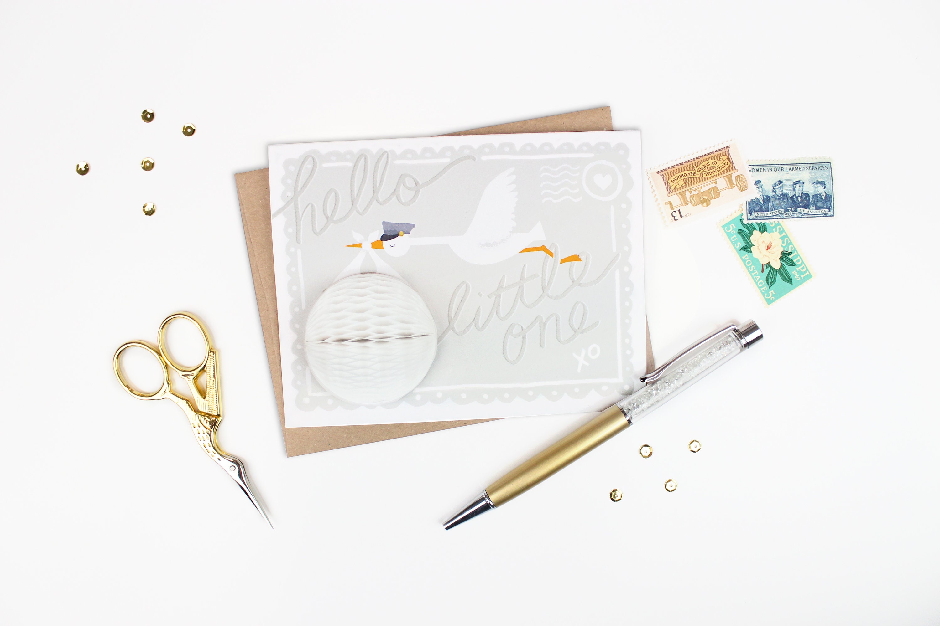 Pop-up Stork Card // Baby Shower Card New Baby Card Gender - Etsy