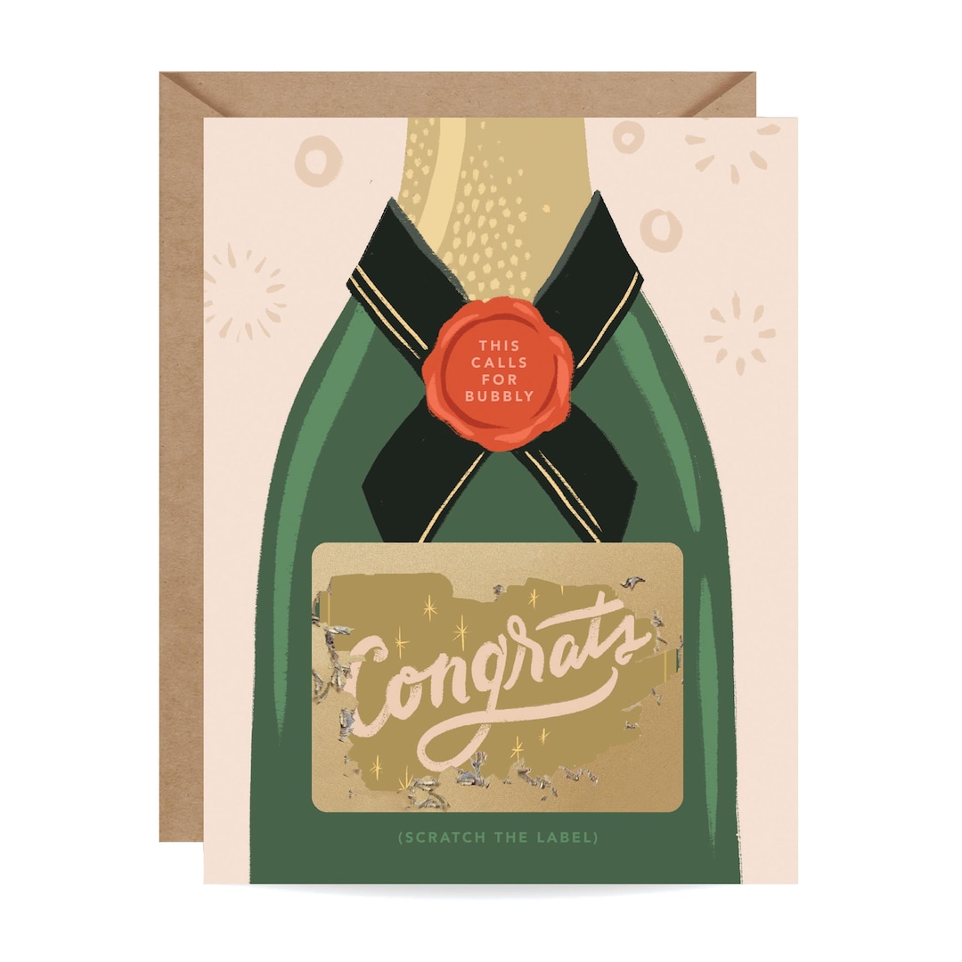 Bubbly Champagne Scratch-off // Congratulations / Wedding Card - Etsy