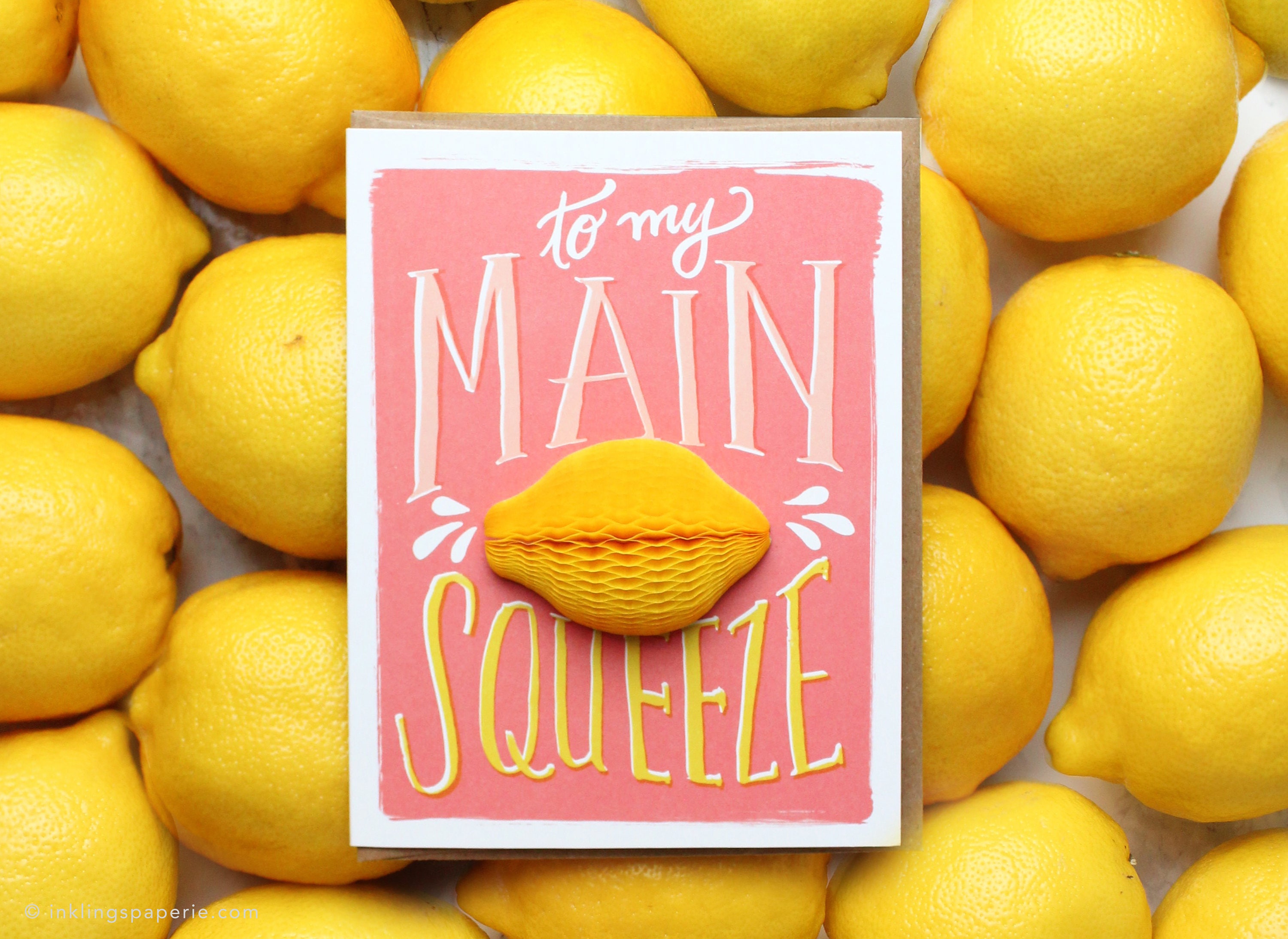 Pop-up Greeting Card // Lemon 'to My Main Squeeze' // - Etsy