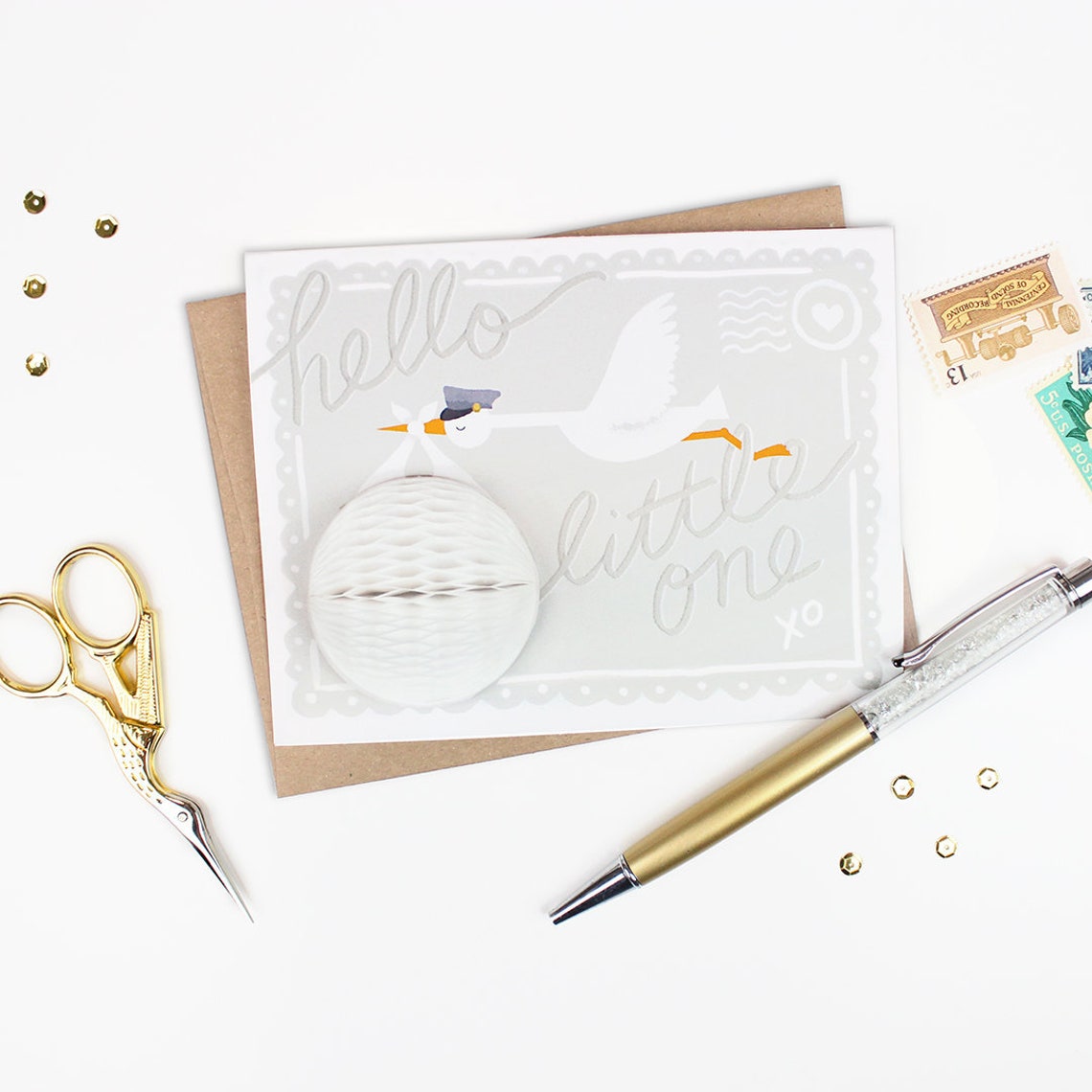 Pop-up Stork Card // Baby Shower Card New Baby Card Gender - Etsy