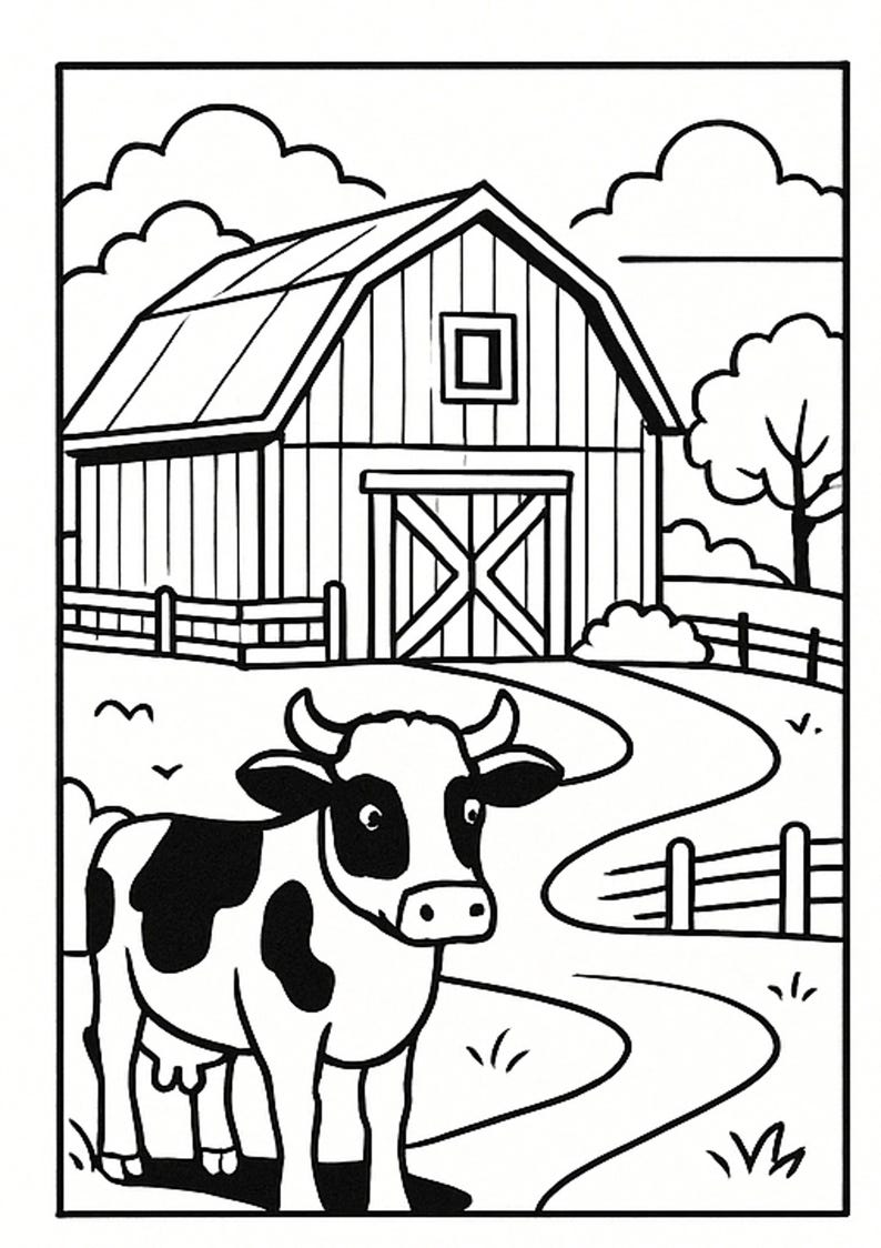Printable Farm Coloring Pages Bundle – Barns, Cows, Tractors – A4 ...