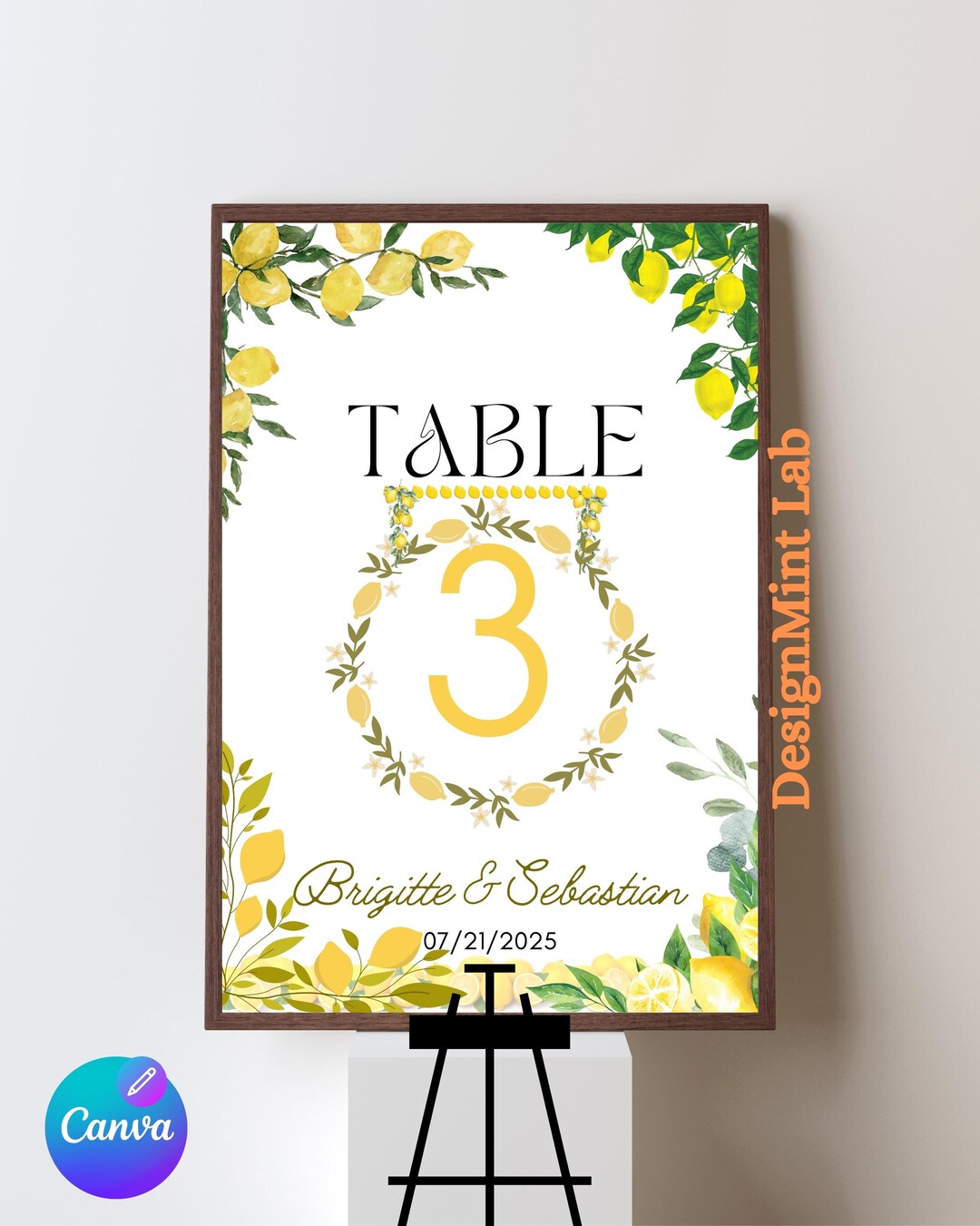 Editable Citrus Floral Table Numbers | Orange Lemon Brunch Decor ...