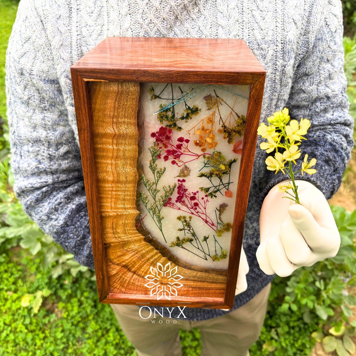 Handcrafted Rosewood Urn | Wooden Memorial Keepsake | Resin & Real ...