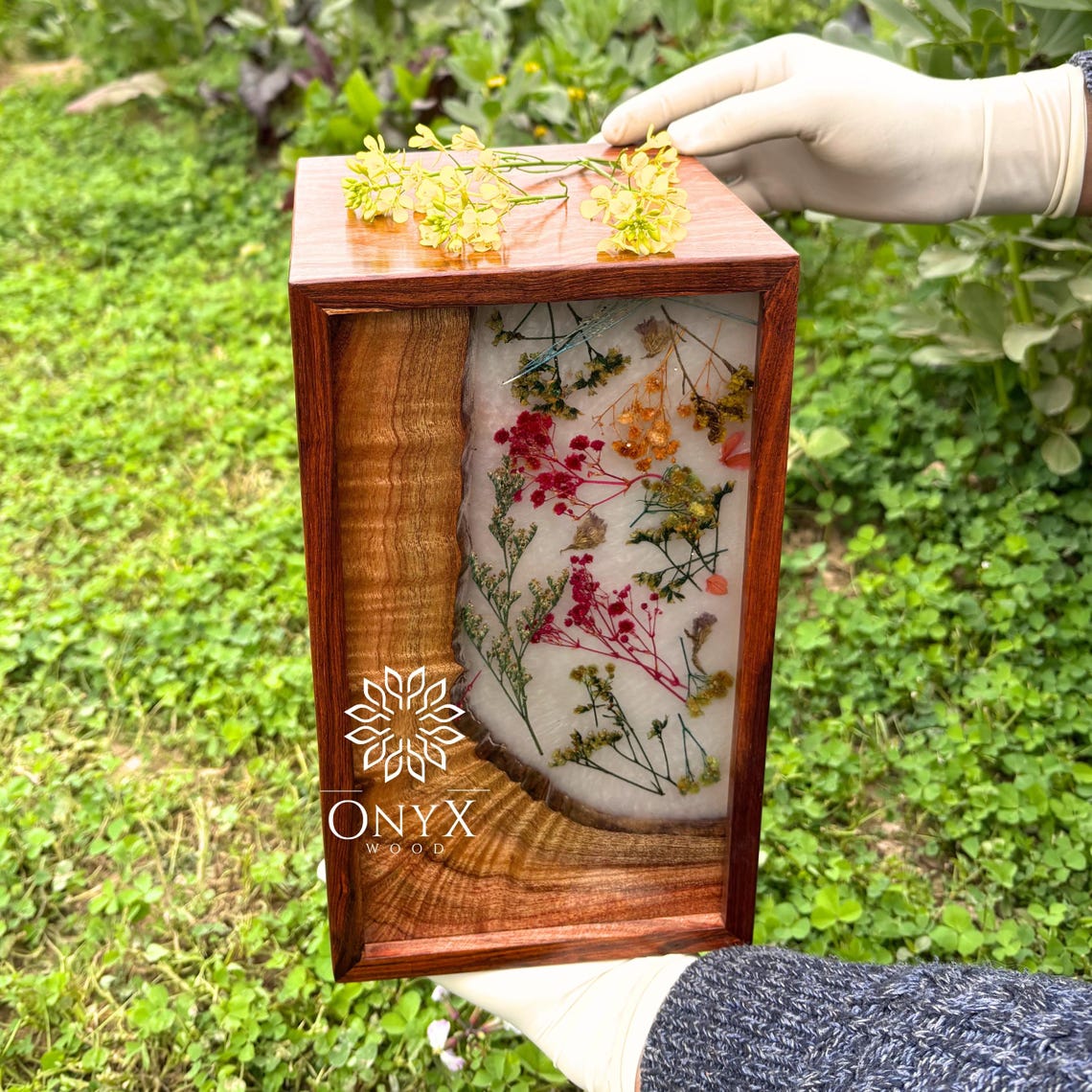 Handcrafted Rosewood Urn | Wooden Memorial Keepsake | Resin & Real ...
