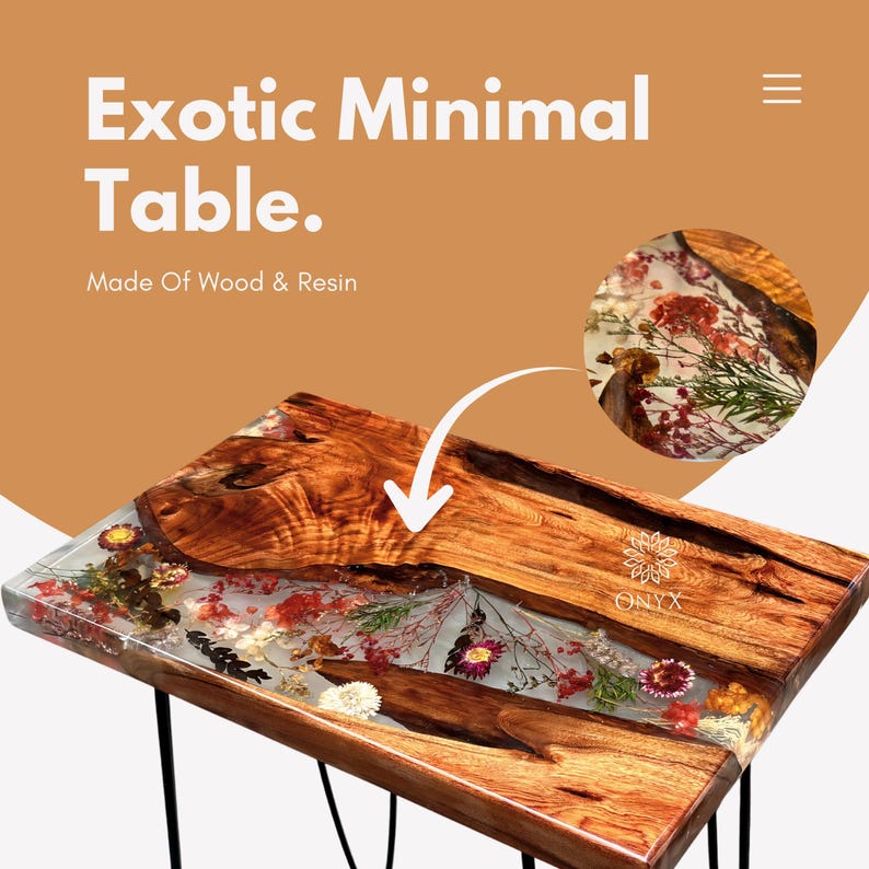Handcrafted Wooden River Table With Dried Flowers | Epoxy Resin Decor ...
