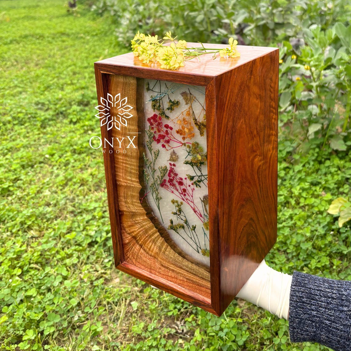 Handcrafted Rosewood Urn | Wooden Memorial Keepsake | Resin & Real ...