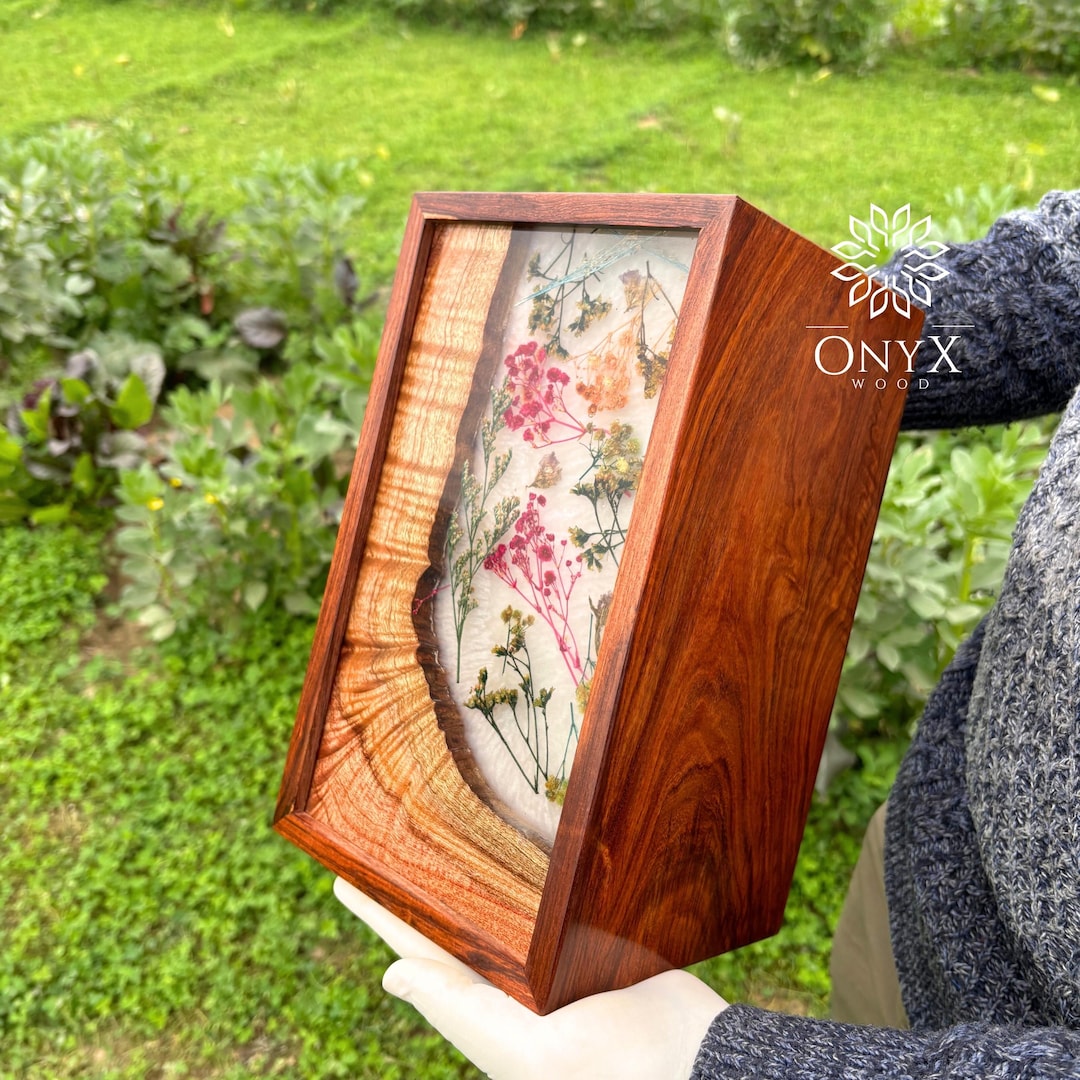 Handcrafted Rosewood Urn | Wooden Memorial Keepsake | Resin & Real ...