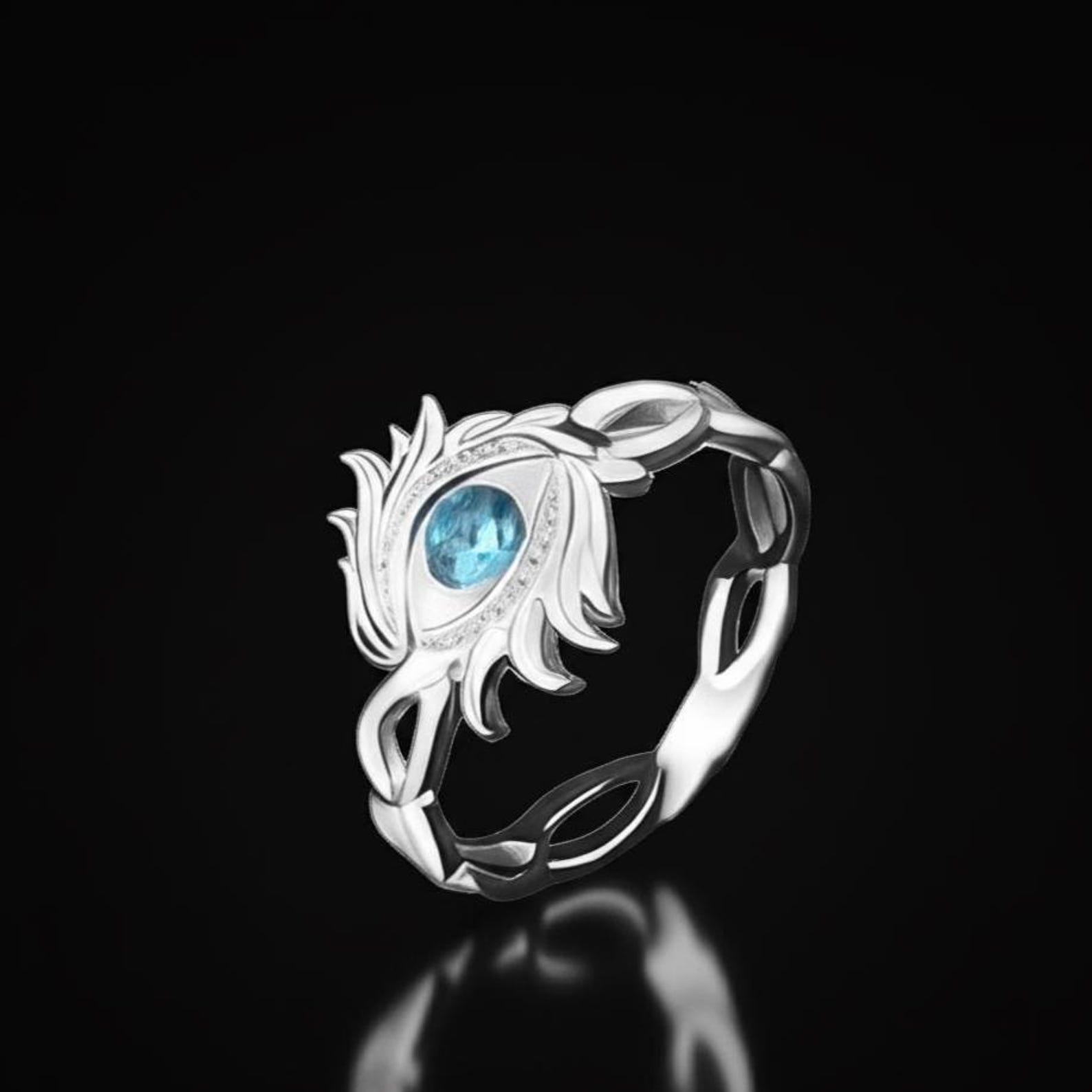Gojo Blue Gemstone Ring: Handmade Sterling Silver Anime Jewelry - Etsy