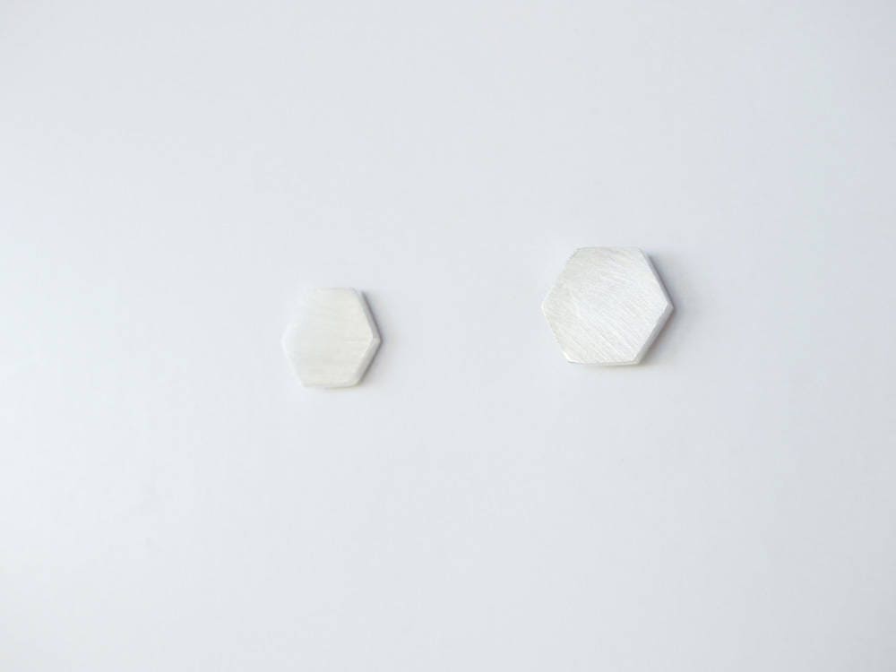 Sterling Silver Geometric Earrings, Geometric Studs, Hexagon Earrings ...