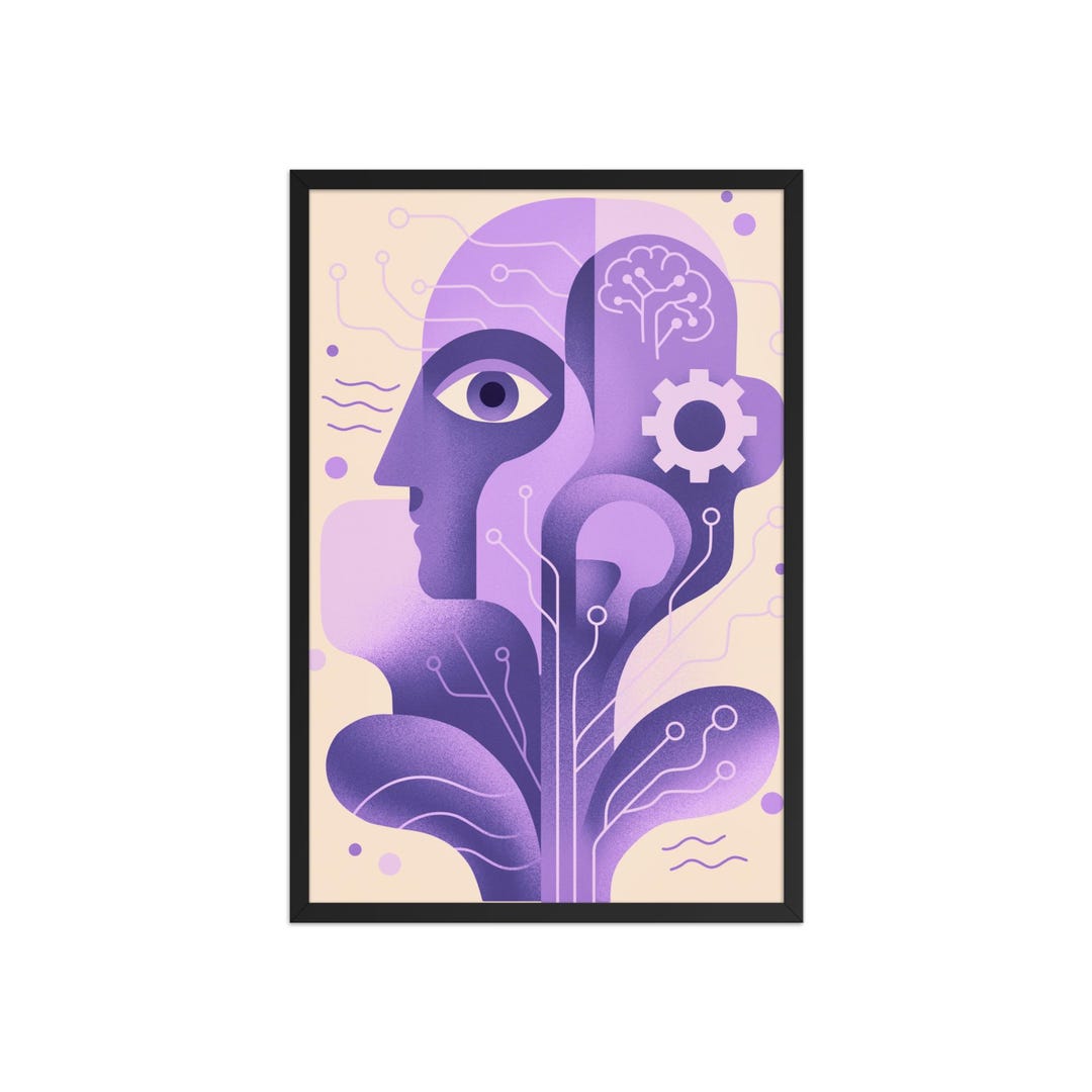 AI Mind Wall Art – Futuristic Human Head With Circuit Brain, Tech Decor, Abstract Neural Network ...