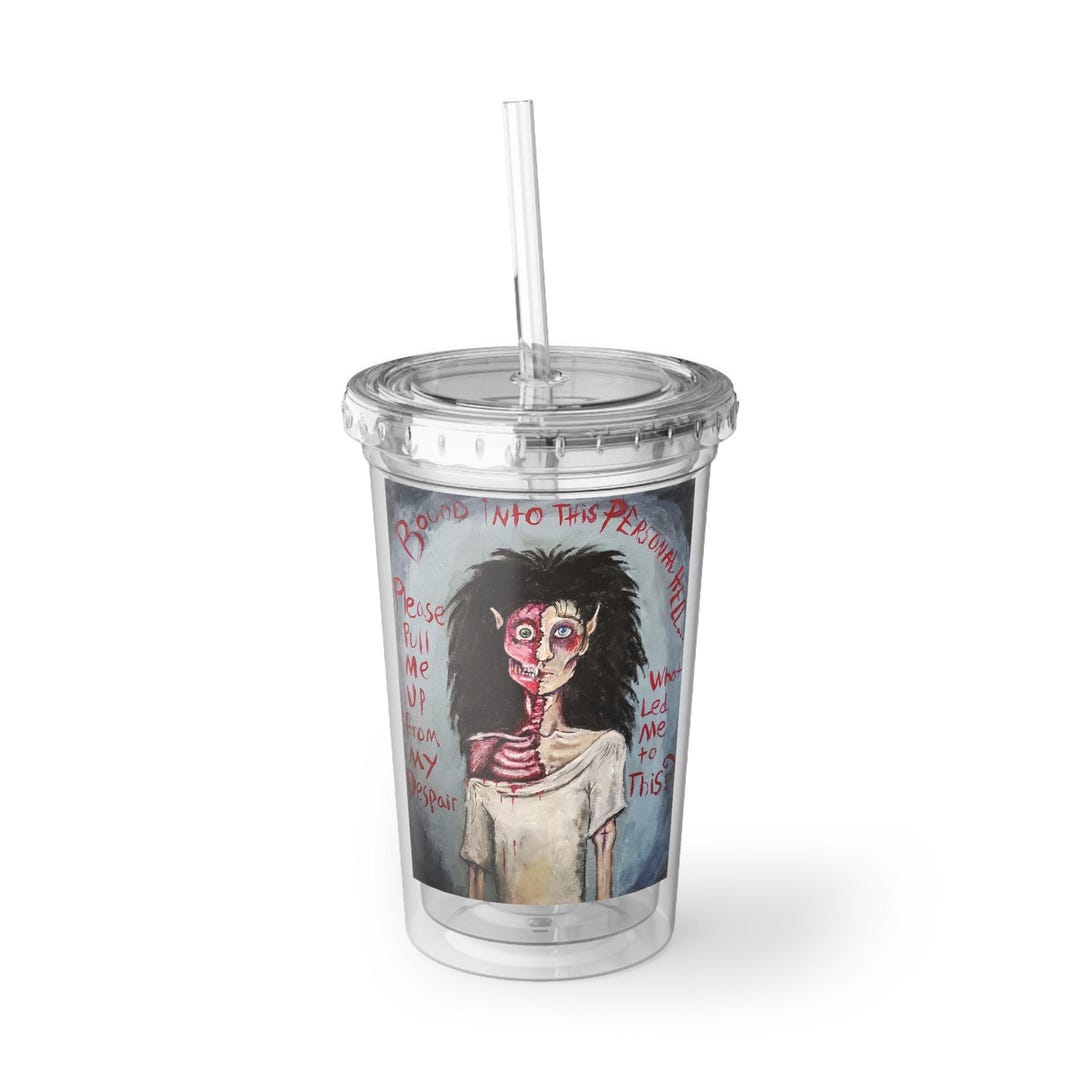 Creepy Horror Art Acrylic Cup: Gothic Halloween Drinkware - Etsy