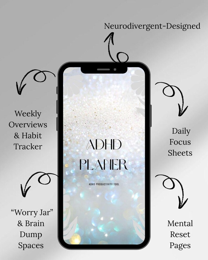 ADHD Digital Planner Printable | Daily Focus Sheets, Reset Page, Worry ...