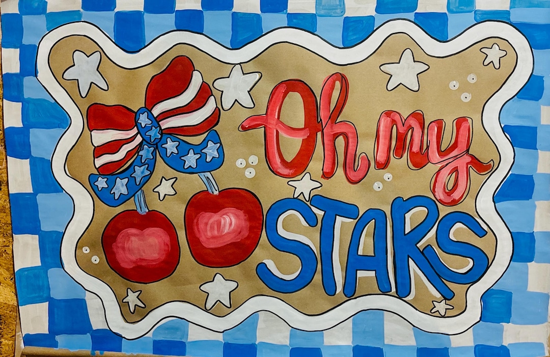 Oh My Stars Fourth of July Banner Hand Painted Customizable - Etsy