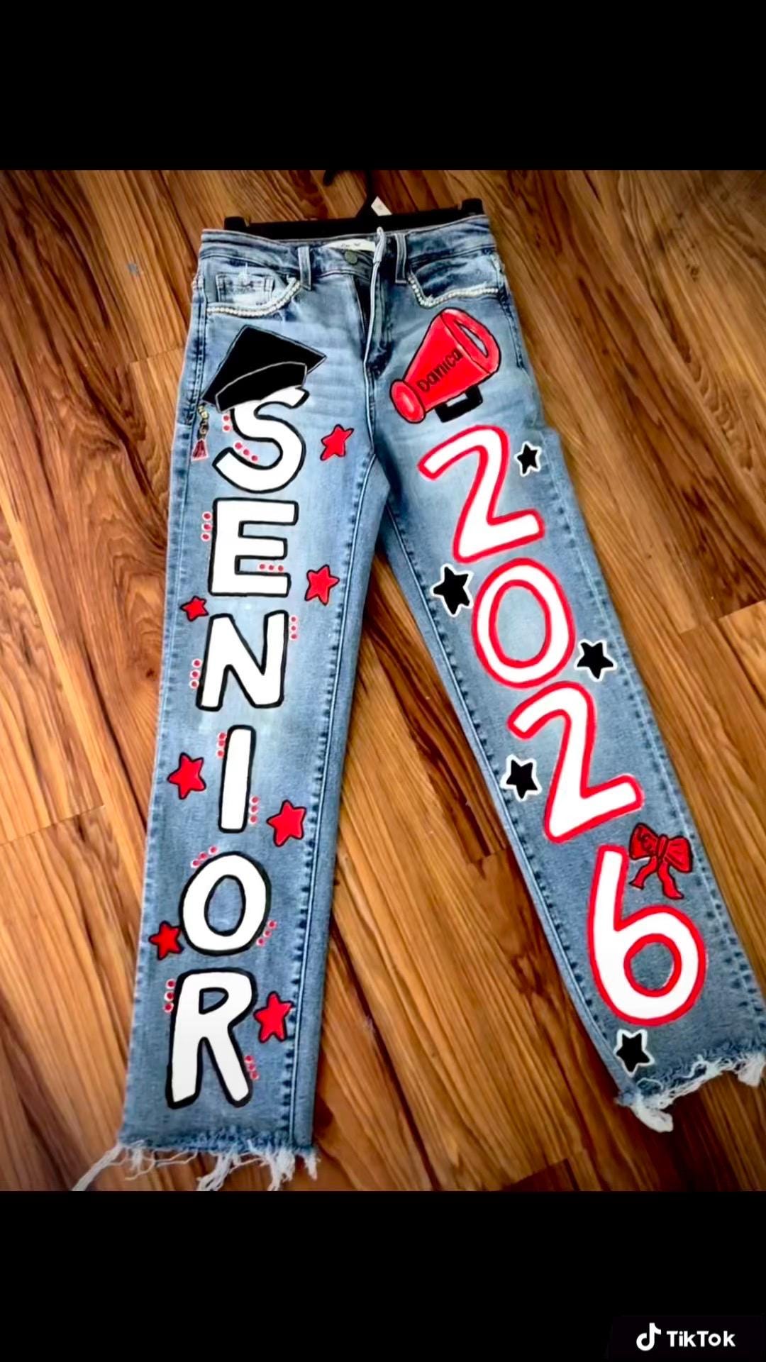Custom Painted Senior Jeans: Personalized Graduation, School Spirit - Etsy